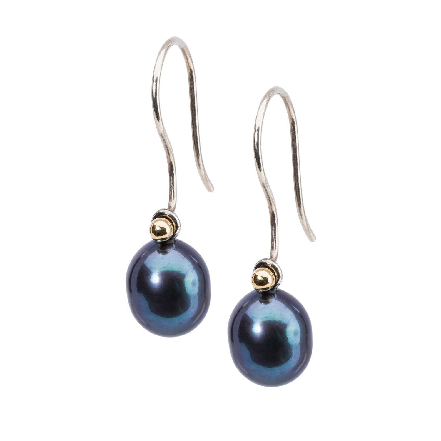 Peacock Pearl Oval Drops with Sterling Silver and Gold Hooks – Trollbeads